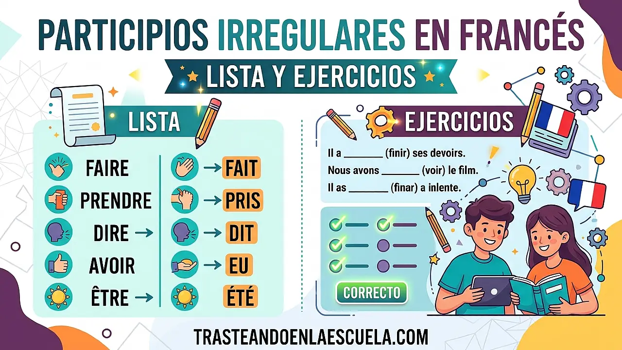 Participios irregulares en francés: lista y ejercicios